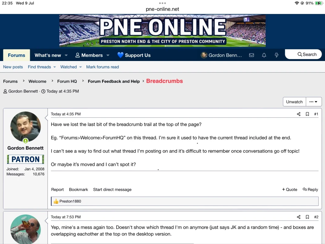 Breadcrumbs | PNE Online